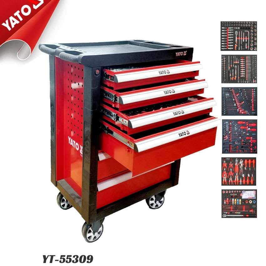 Tủ đồ nghế 7 ngăn 400 chi tiết YT-55302 Yato, Xe đẩy dụng cụ